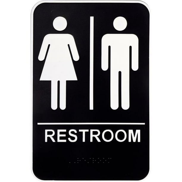 Hillman Group 844149 6 x 9 in. Black & White Plastic Unisex Restroom ...