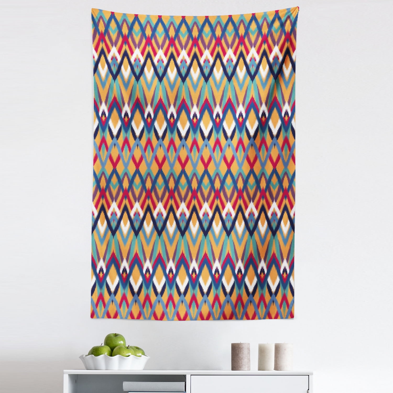 Ikat Tapestry, Back Strapped Native Ceremonial Type Ikat Patterns Group ...