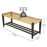 Grand Patio Indoor/Outdoor Wicker Bench, All-Weather, Shoe Storage ...