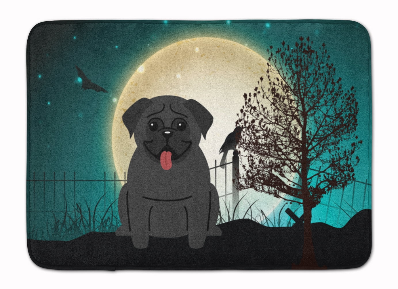 Halloween Scary Pug Black Machine Washable Memory Foam Mat - Walmart ...