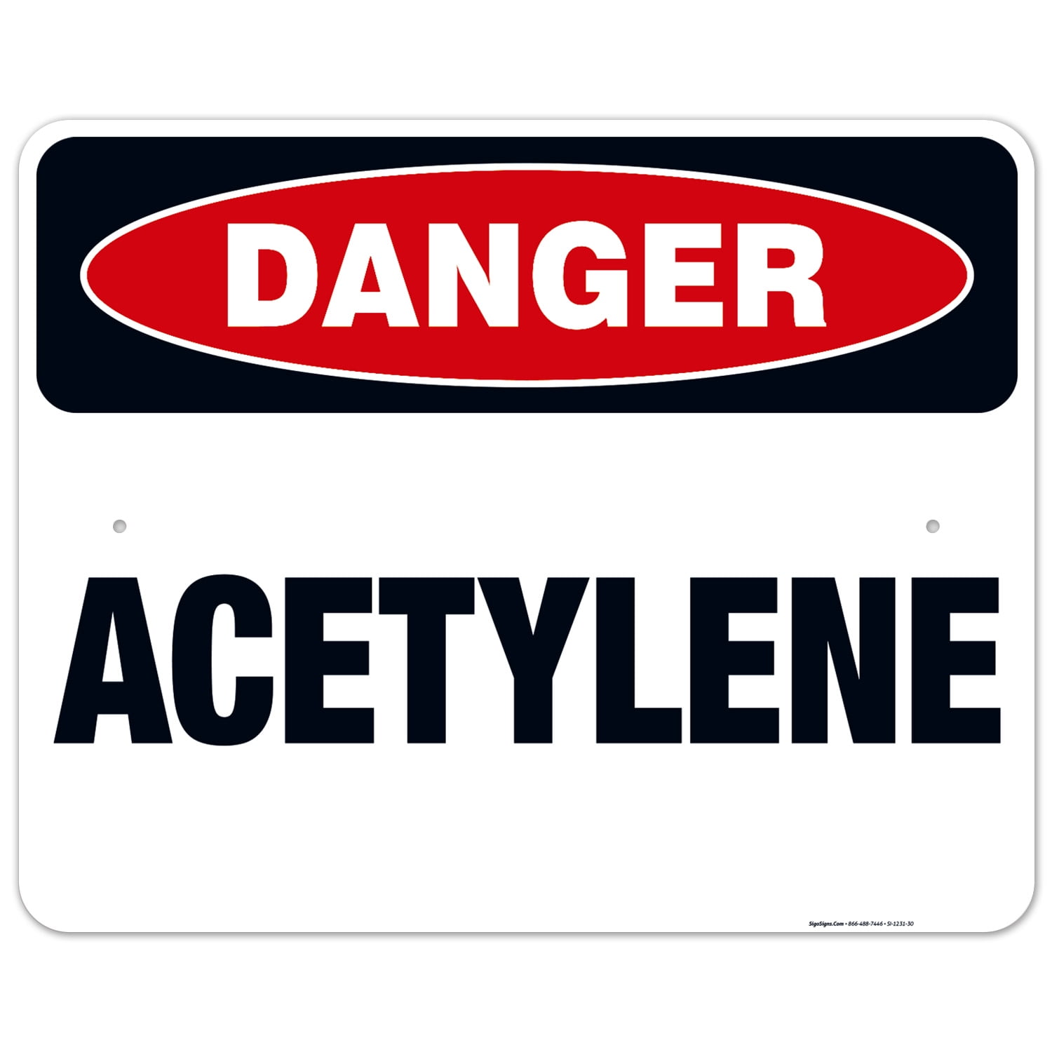 Danger Acetylene Sign, OSHA Danger Sign, - Walmart.com