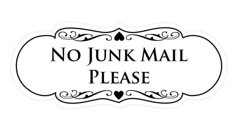 Signs ByLITA Designer No Junk Mail Please Sign (White) - Small ...