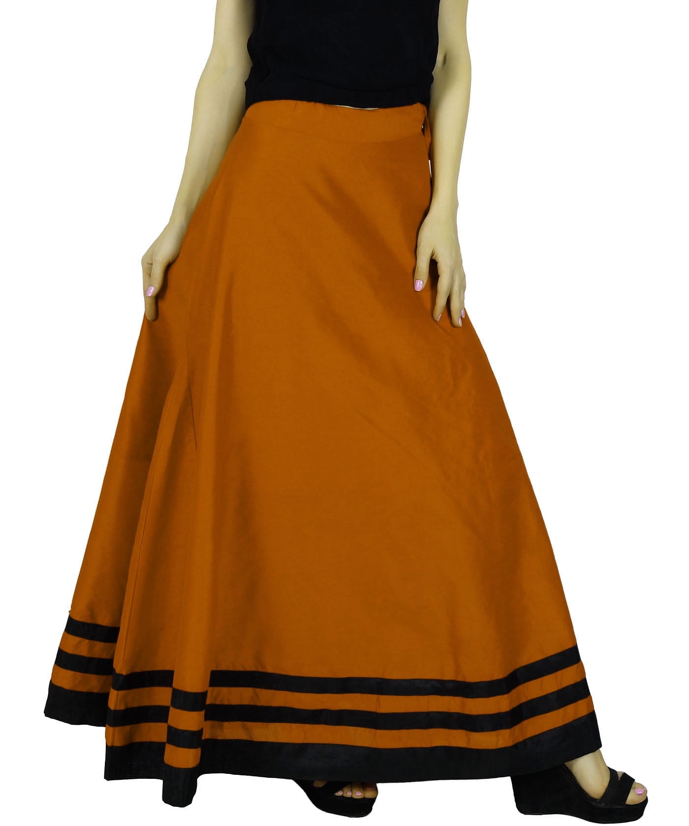 Bimba Women Long Maxi Skirt Dupion A-Line Boho Chic Skirts With ...