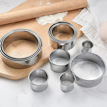 Cookie Biscuit Cutter Set, Round Stainless Steel Pastry Rings 12 Pieces ...