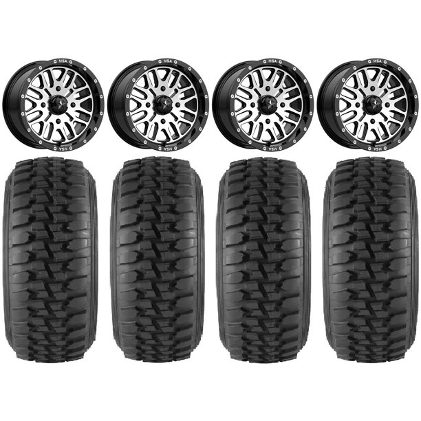 MSA Machined Brute 15" UTV Wheels 32" Desert Series Tires Kawasaki ...