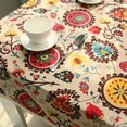 Hotian Boho Patchwork Floral Lace Trim Decorative Linen Fall Tablecloth ...