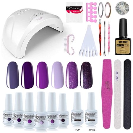 SUZH Gel Nail Polish Starter Kit with 48W SUNOne UV LED Nail Lamp Speed ...