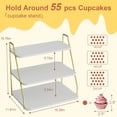 Cupcake Stand, 3-Tier Dessert Stand for 55 Cupcakes, Wood & Metal Tower ...
