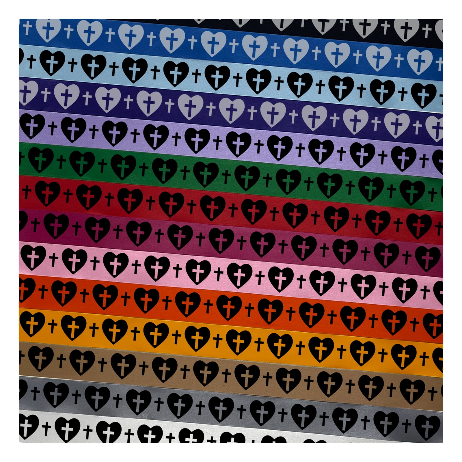 Cross in Heart Christian Satin Ribbon for Gift Wrapping Bows Craft DIY ...