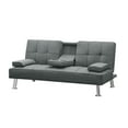 Modern Convertible Folding Futon Sofa Bed with 2 Cup Holders, Loveseat ...