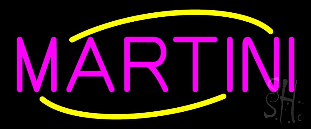 Martini LED Neon Sign 6 x 15 - inches, Clear Edge Cut Acrylic Backing ...