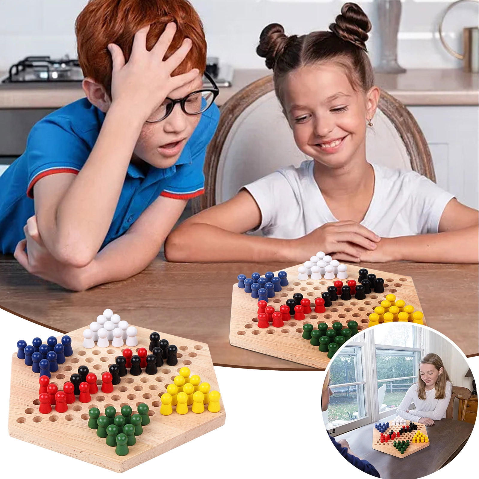 DHGDJ54G Chinese Halma Board Wooden Educational Board Kids Classic ...