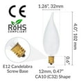 Simba Lighting Candelabra Flame Tip Frosted CA10 Light Bulb 25W E12 Base Warm White 2700K 12 ...