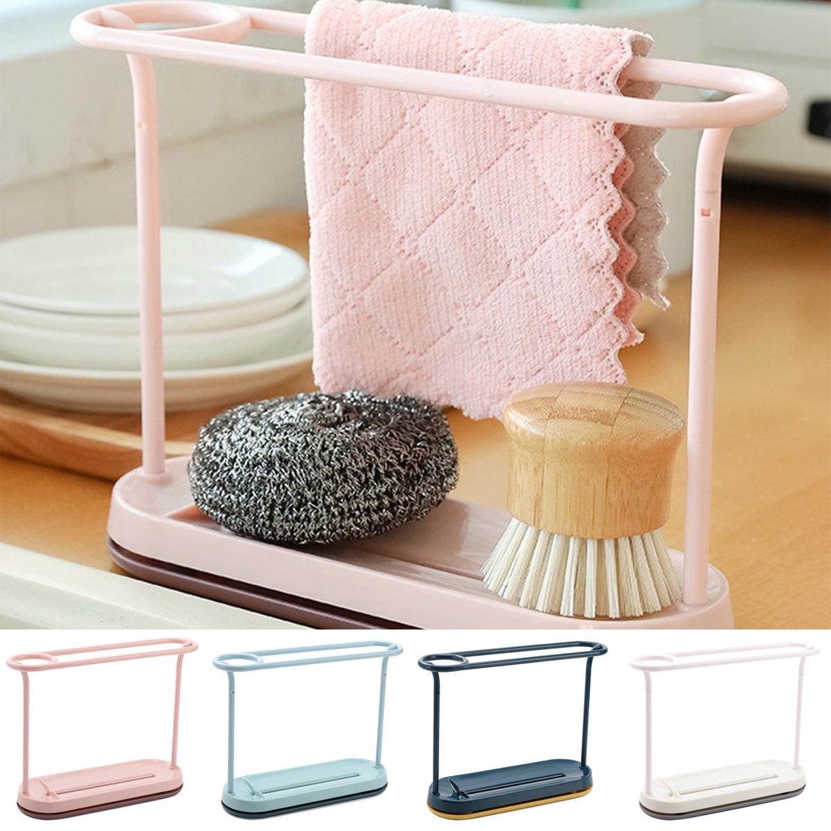 Dream Lifestyle Dishcloth Hanger with Drain Pan, Kitchen Sponge Holder ...