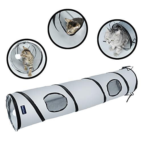 PAWZ Road 34" Cat Tunnel Christmas Cat Tunnel Bed with Soft Mat, Cat ...