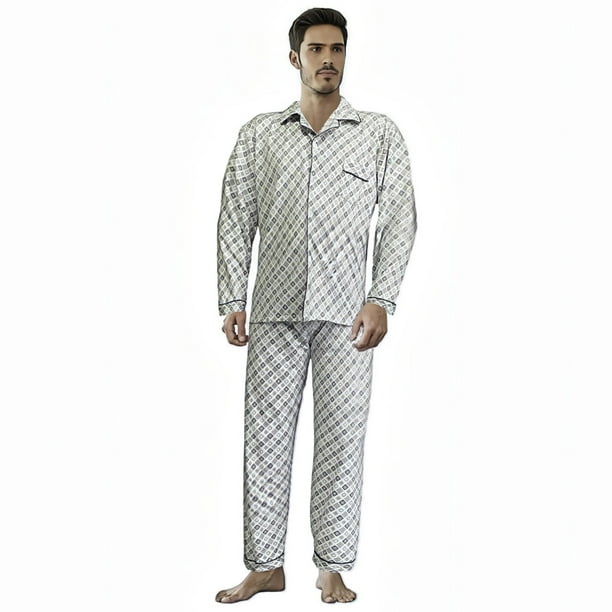 Pijamas Hombre De 2 Piezas Manga Larga Suave Cómoda Botones | Walmart ...