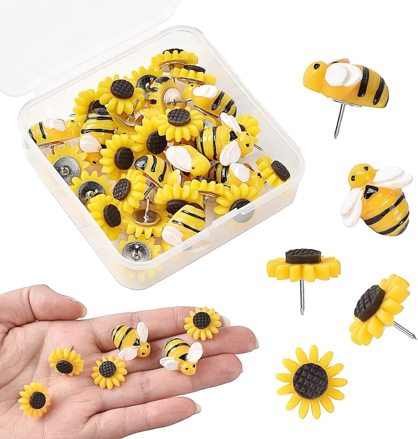 30 chinchetas decorativas con forma de abeja y girasol, para tablero de ...