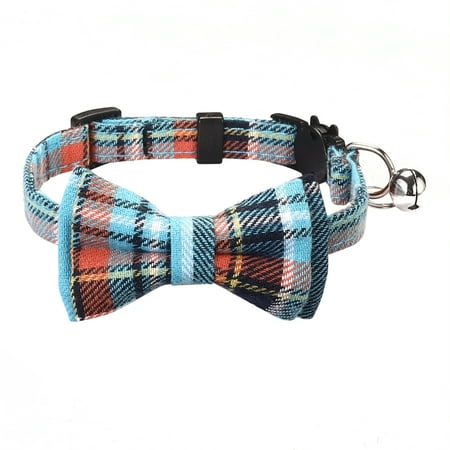 ShenMo 1 piece of 1.0 wide adjustable 18-28cm blue checked pet collar ...