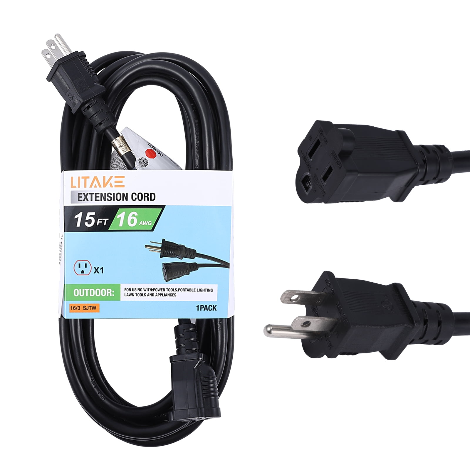 Power Extension Cord, Heavy Duty Power Cord Extension Cable with 3 ...