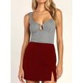 Burgundy High-Waisted Mini Skirt A-Line With Front Split And Bodycon ...