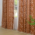 Boho Terracotta Linen Curtains 72 Inch Semi Sheer Floral Window Drapes ...