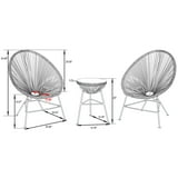 LeisureMod Montara Patio Acapulco Bistro Set With Side Table in Gray ...