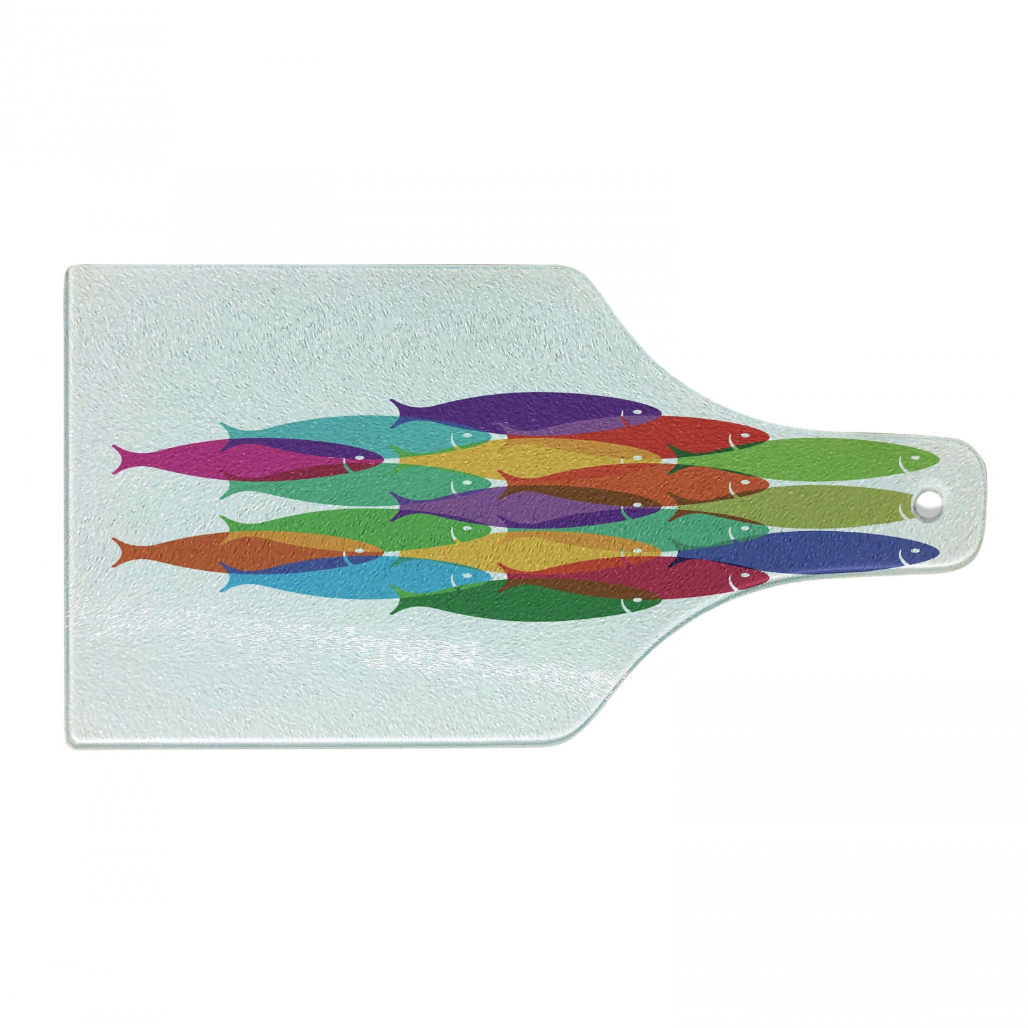 Colorful Cutting Board, Vibrant Colored Fish Silhouettes Shoal Exotic ...