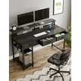 Computer Desk with Power Outlets & LED Light 55 inch Home Office Desk ...