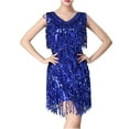 BLTIBY Women Sequin Latin Dress Fringe Sleeveless Ballroom Salsa Cha ...