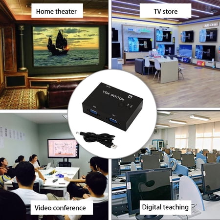 2 in 1 Out VGA Selector video switcher; video Box Computer Screen Video ...