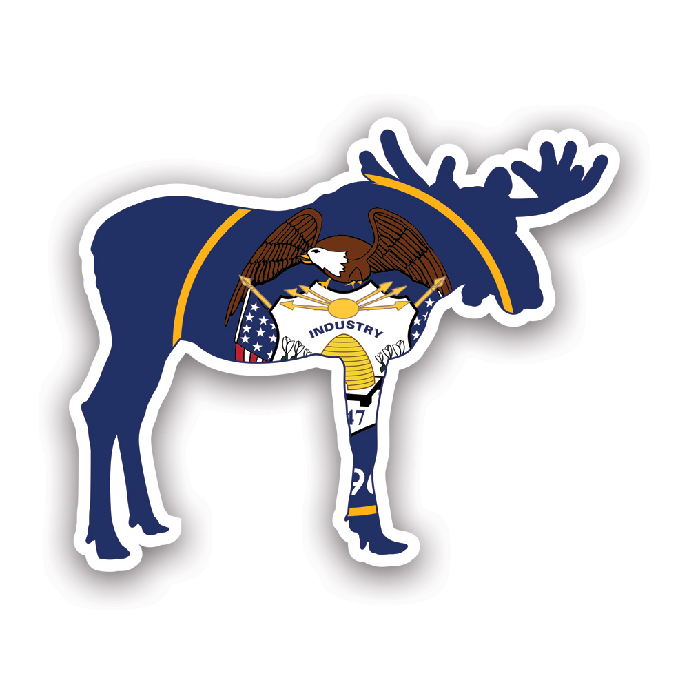 Utah Moose Shaped Flag Sticker Decal - Self Adhesive Vinyl ...