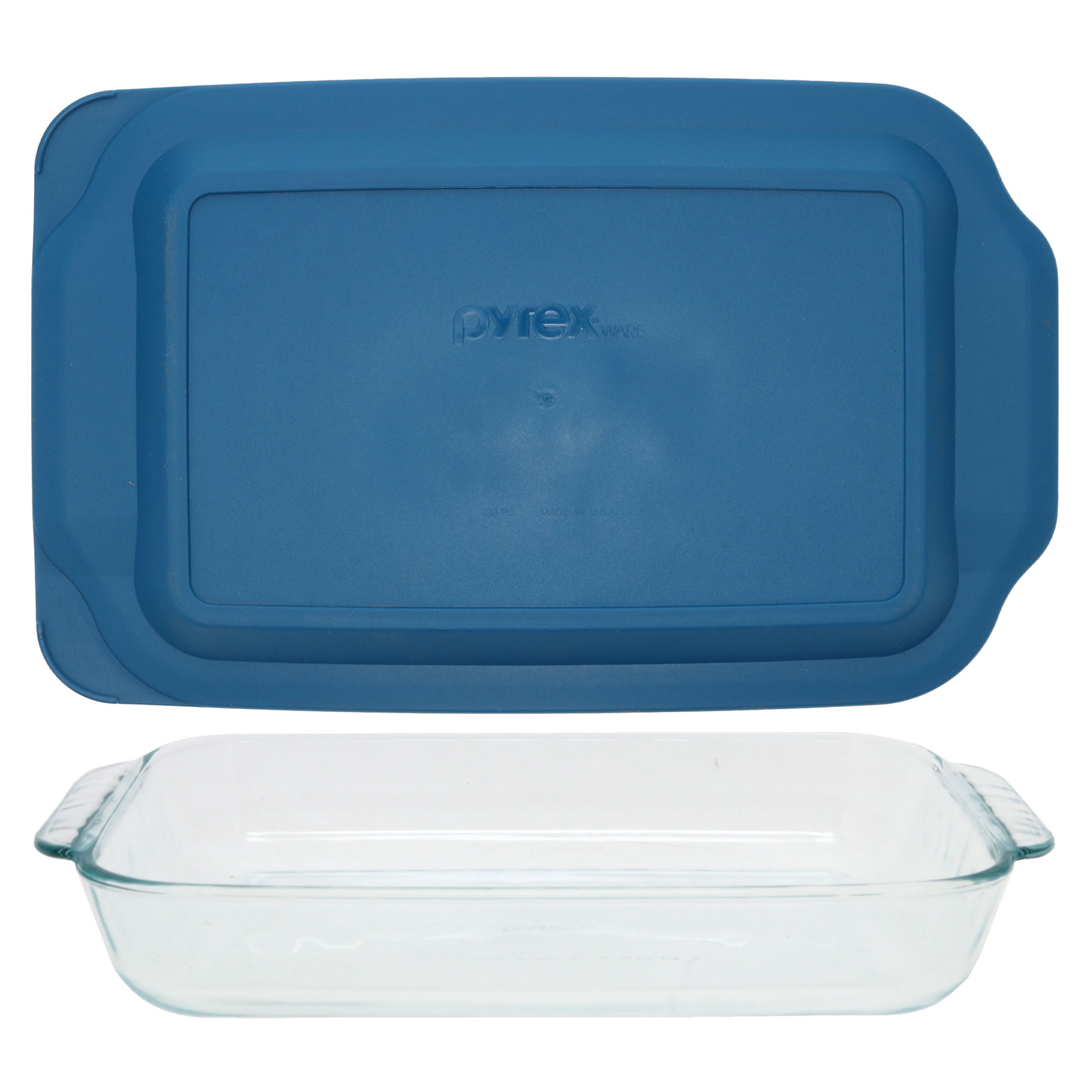 Pyrex (1) 232 2-Quart Glass Baking Dish and (1) 232-PC Blue Spruce ...