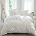 4 Piece Duvet Cover Set Queen, White Blue Floral Soft Breathable ...