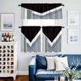 Black Grey Lines Kitchen Curtains Set for Windows, Geometric Abstract ...