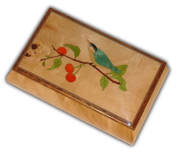 Adorable Blue Bird Music Box with A Cherry Tree Plays 30 Note Movement ...