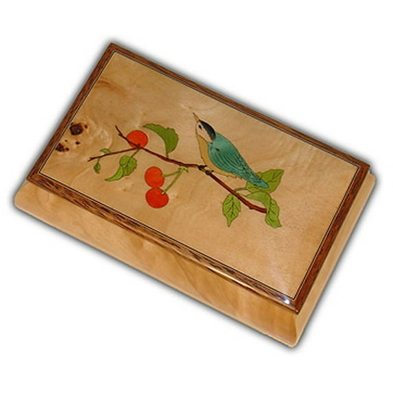 Adorable Blue Bird Music Box with A Cherry Tree Plays 30 Note Movement ...