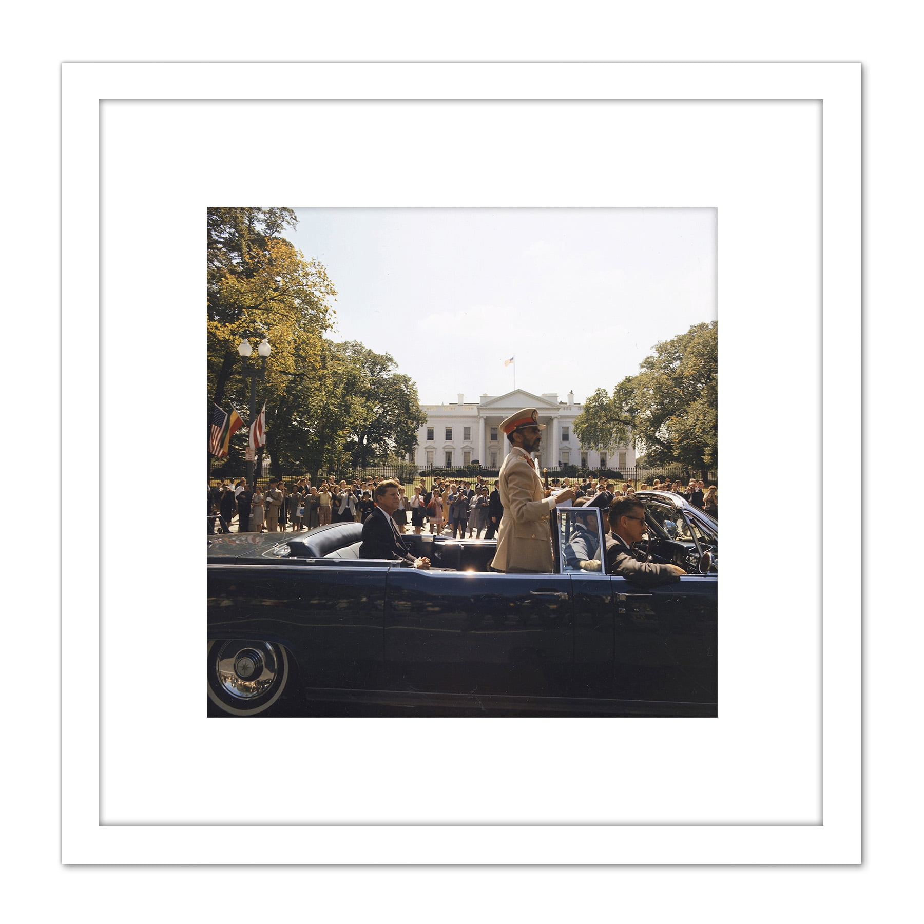 Parade JFK Kennedy Emperor Haile Selassie Photo 8X8 Inch Square Wooden ...
