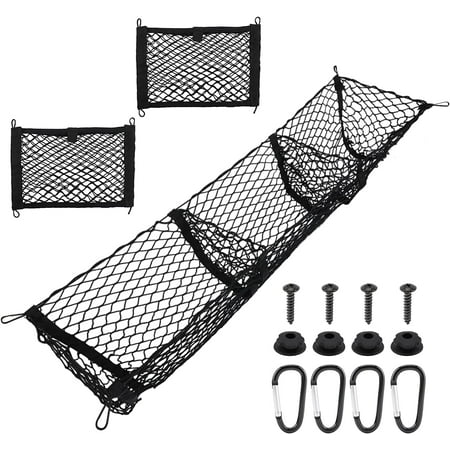 3 Pocket Cargo Net Trunk Bed Organizer, Heavy Duty Mesh Storage Net ...