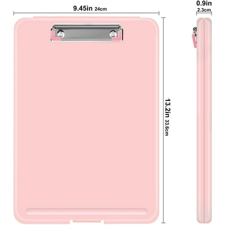 Clipboard with Storage Pink, Plastic Storage Clipboards with Low ...