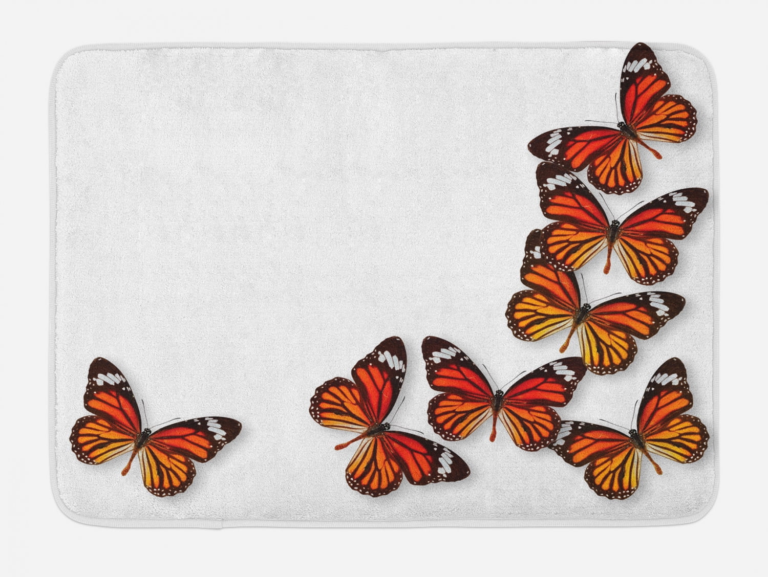 Butterflies Bath Mat, Monarch Butterfly Figures Flying Frame Insect ...