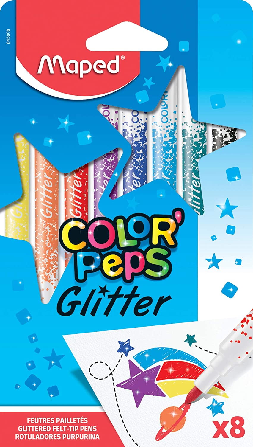 Maped Color'Peps Premium Glitter Markers, Assorted Colours, Pack of 8 ...