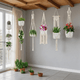 6-Pack Boho Handcrafted Macrame Plant Holder Set, Ivory Hanging Basket ...