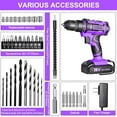 Purple Cordless Drill Set,20V Drill Driver with Battery and Charger,3/8 ...