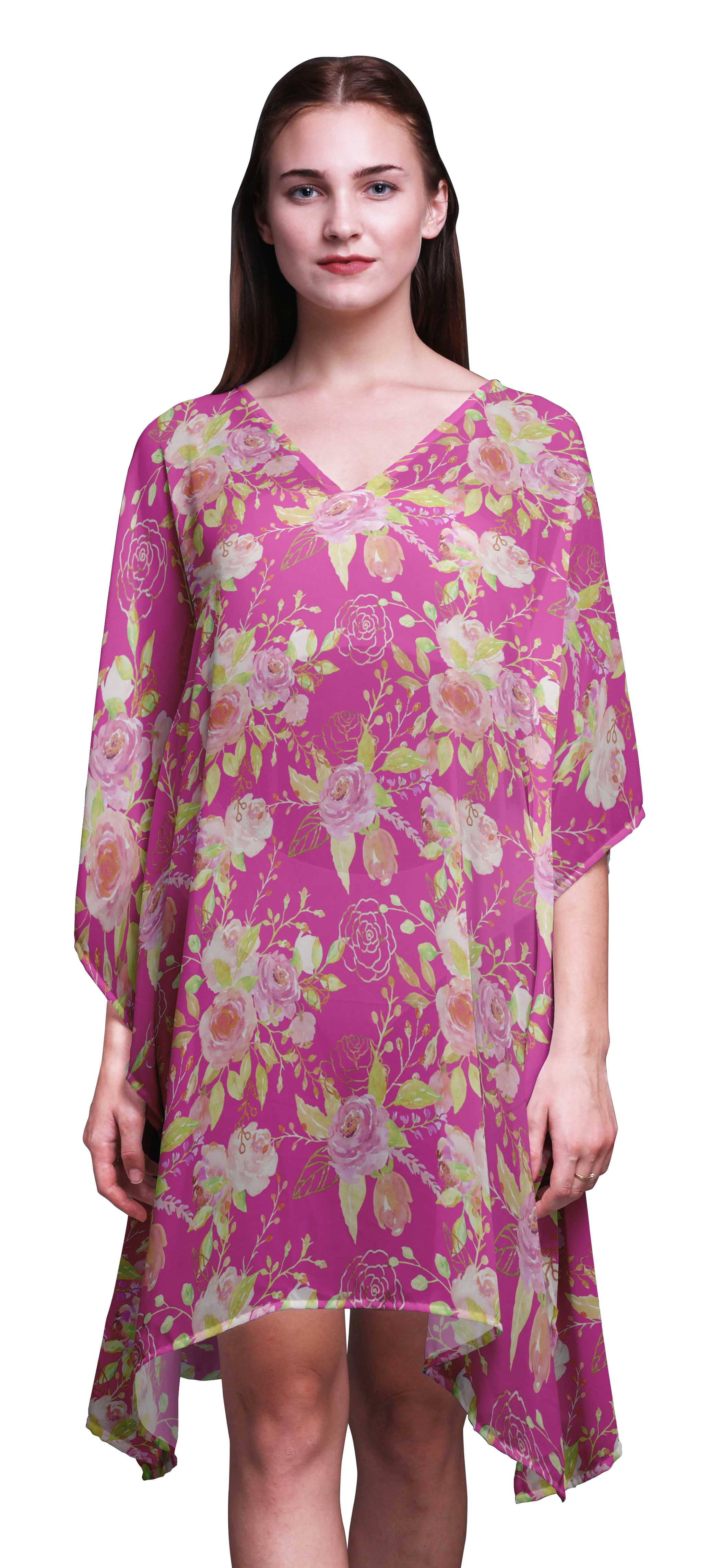 Bimba Watercolor Short Caftan Midi Dress Beach Swimwear Cover up ...