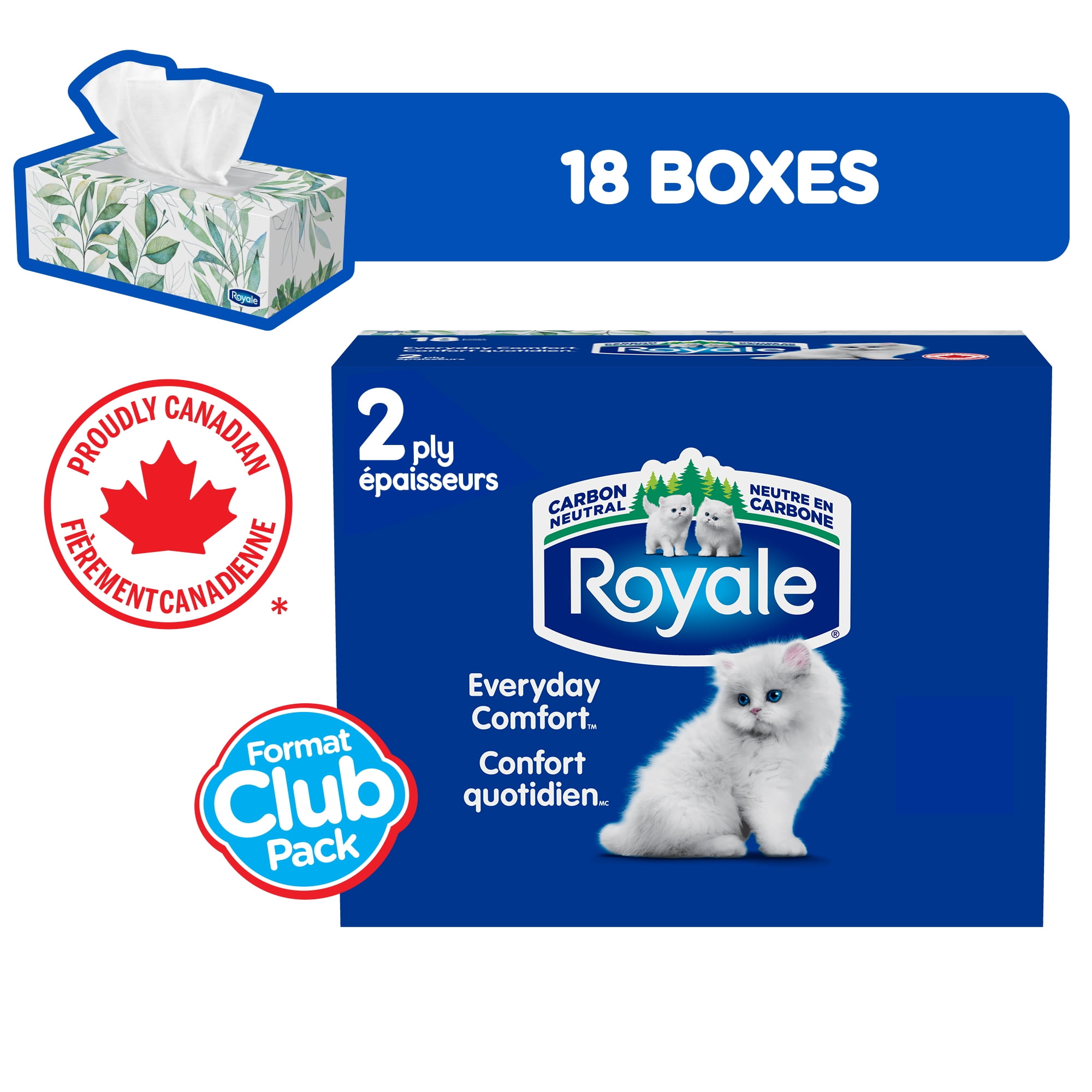 Royale Everyday Comfort, 2 Ply Facial Tissue, 18 Flat Boxes, 126 ...