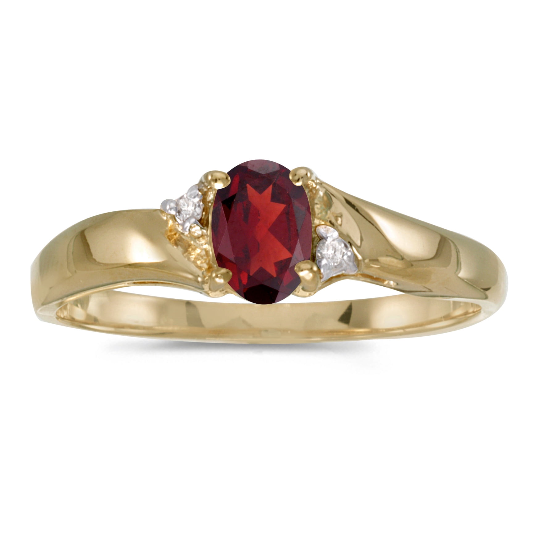 14k Yellow Gold Oval Garnet And Diamond Ring - Walmart.com