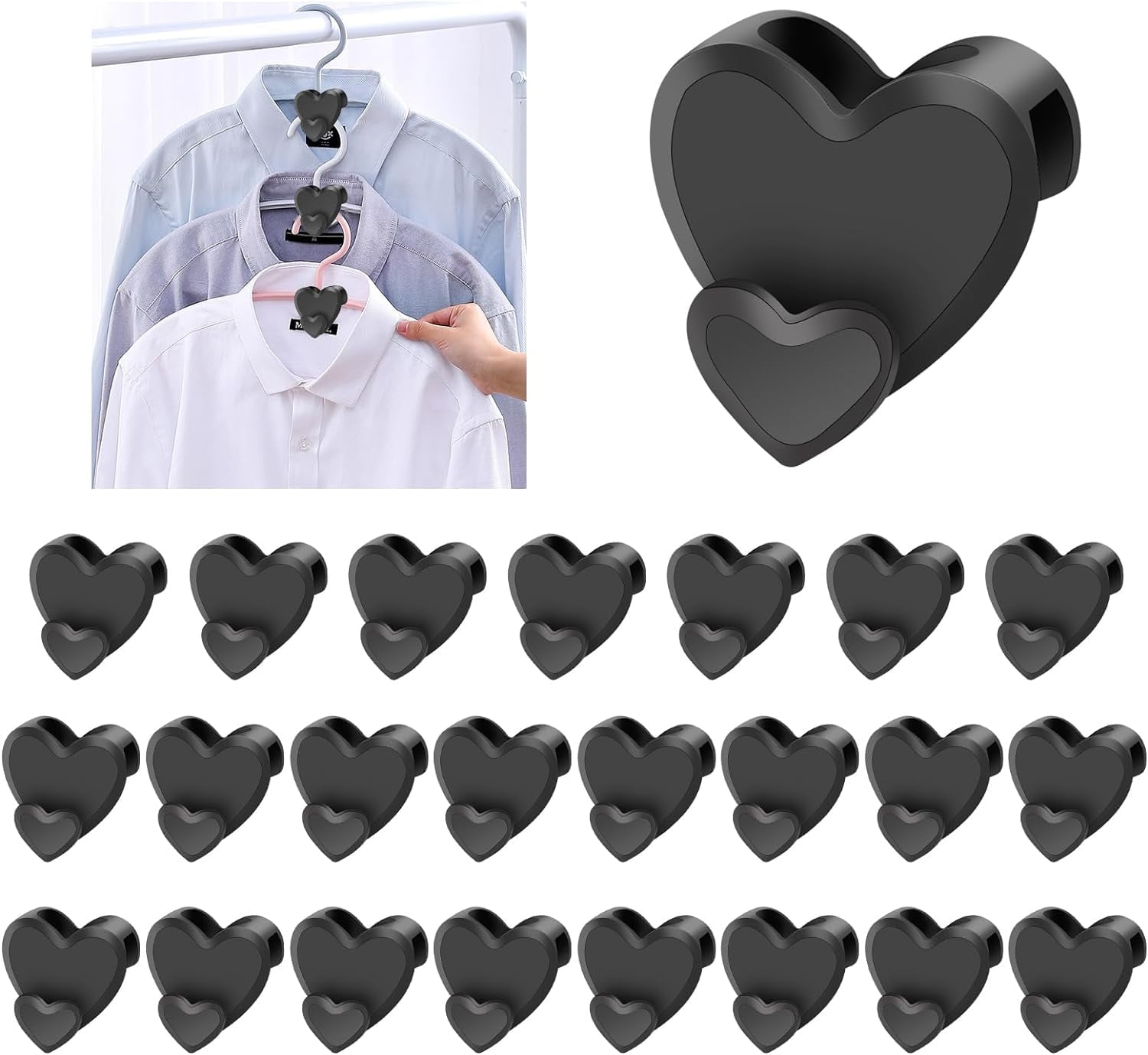 Space Saving Triangles for Hangers, 24 Pieces Black Space Saving Hanger ...