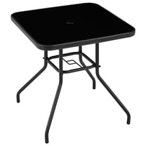 Seizeen Outdoor Patio Table, Steel Frame, Tempered Glass Top, 31.5 ...