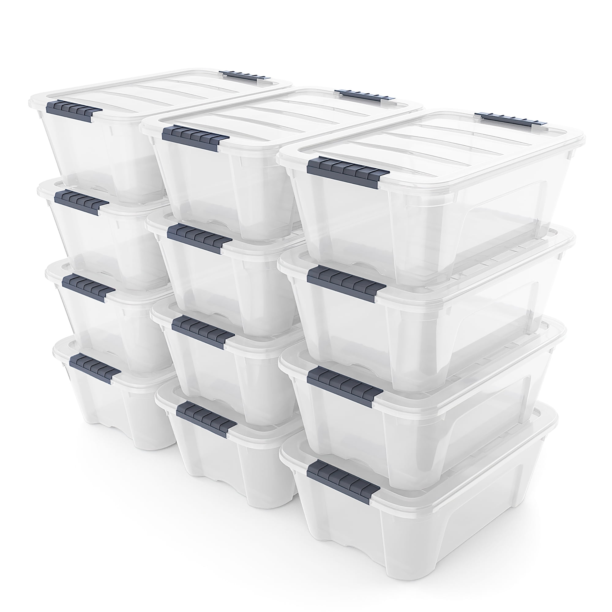 Costway 12 Pack Latch Stack Storage Box Tubs Bins Latches Handles 16.5 X 11.0 X 6.5