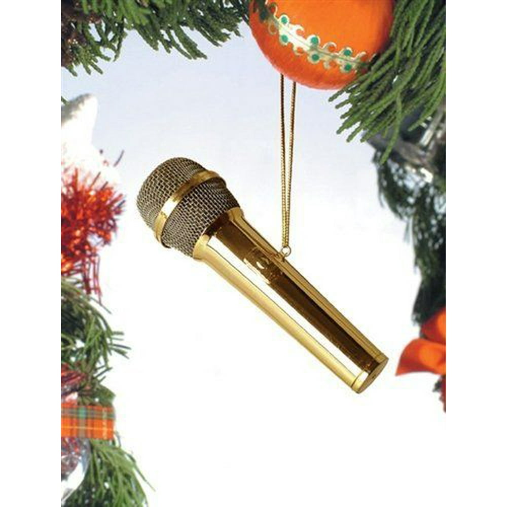 Realistic Gold MICROPHONE Christmas Ornament, 4" Tall, by Broadway ...
